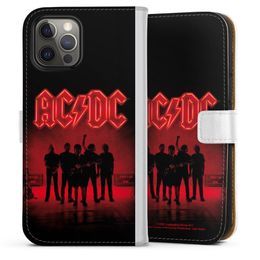 DeinDesign iPhone 12 Pro Max Handy Klapph&uuml;lle Handyh&uuml;lle aus Kunst Leder wei&szlig; Flip Case Band Acdc Official Licensed Product Sideflip mit Lasche