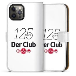 DeinDesign iPhone 12 Pro Max Handy Klapph&uuml;lle Handyh&uuml;lle aus Kunst Leder wei&szlig; Flip Case 1. Fcn 1. Fc N&uuml;rnberg 125 Jahre Sideflip mit Lasche