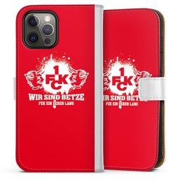 DeinDesign iPhone 12 Pro Max Handy Klapph&uuml;lle Handyh&uuml;lle aus Kunst Leder wei&szlig; Flip Case Spruch 1. Fc Kaiserslautern Official Licensed Product Sideflip mit Lasche