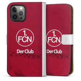 DeinDesign iPhone 12 Pro Max Handy Klapph&uuml;lle Handyh&uuml;lle aus Kunst Leder wei&szlig; Flip Case Official Licensed Product 1. Fc N&uuml;rnberg Bundesliga Sideflip mit Lasche