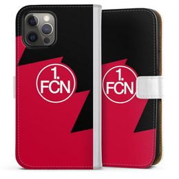 DeinDesign iPhone 12 Pro Max Handy Klapph&uuml;lle Handyh&uuml;lle aus Kunst Leder wei&szlig; Flip Case 1. Fc N&uuml;rnberg Merchandise 1. Fcn Sideflip mit Lasche