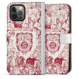 DeinDesign iPhone 12 Pro Max Handy Klapph&uuml;lle Handyh&uuml;lle aus Kunst Leder wei&szlig; Flip Case Fcb 125 Jahre Fc Bayern M&uuml;nchen Official Licensed Product Sideflip mit 