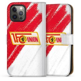 DeinDesign iPhone 12 Pro Max Handy Klapph&uuml;lle Handyh&uuml;lle aus Kunst Leder wei&szlig; Flip Case 1. Fc Union Berlin Logo Official Licensed Product Sideflip mit Lasche