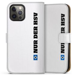 DeinDesign iPhone 12 Pro Max Handy Klapph&uuml;lle Handyh&uuml;lle aus Kunst Leder wei&szlig; Flip Case Hsv Transparent Hamburger Sv Sideflip mit Lasche
