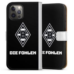 DeinDesign iPhone 12 Pro Max Handy Klapph&uuml;lle Handyh&uuml;lle aus Kunst Leder wei&szlig; Flip Case Die Fohlen Gladbach Borussia M&ouml;nchengladbach Sideflip mit Lasche