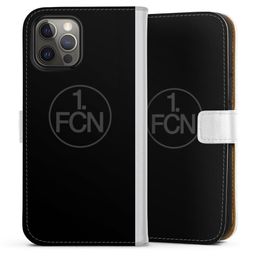 DeinDesign iPhone 12 Pro Max Handy Klapph&uuml;lle Handyh&uuml;lle aus Kunst Leder wei&szlig; Flip Case 1. Fcn 1. Fc N&uuml;rnberg Logo Sideflip mit Lasche