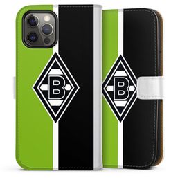 DeinDesign iPhone 12 Pro Max Handy Klapph&uuml;lle Handyh&uuml;lle aus Kunst Leder wei&szlig; Flip Case Bundesliga Borussia M&ouml;nchengladbach Gladbach Sideflip mit Lasche