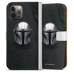 DeinDesign iPhone 12 Pro Max Handy Klapph&uuml;lle Handyh&uuml;lle aus Kunst Leder wei&szlig; Flip Case Star Wars Official Licensed Product The Mandalorian Sideflip mit Lasche