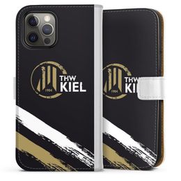 DeinDesign iPhone 12 Pro Max Handy Klapph&uuml;lle Handyh&uuml;lle aus Kunst Leder wei&szlig; Flip Case Logo Handball Thw Kiel Sideflip mit Lasche
