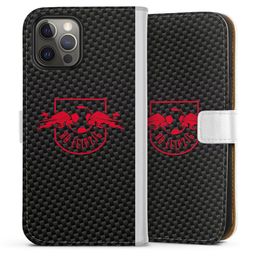 DeinDesign iPhone 12 Pro Max Handy Klapph&uuml;lle Handyh&uuml;lle aus Kunst Leder wei&szlig; Flip Case Rb Leipzig Official Licensed Product Carbon Sideflip mit Lasche