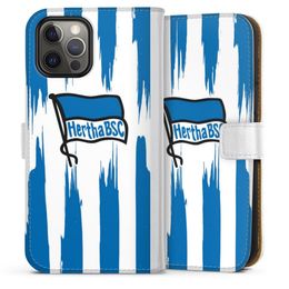 DeinDesign iPhone 12 Pro Max Handy Klapph&uuml;lle Handyh&uuml;lle aus Kunst Leder wei&szlig; Flip Case Bundesliga Hertha Bsc Official Licensed Product Sideflip mit Lasche