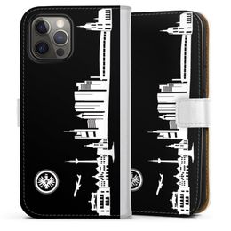 DeinDesign iPhone 12 Pro Max Handy Klapph&uuml;lle Handyh&uuml;lle aus Kunst Leder wei&szlig; Flip Case Eintracht Frankfurt Sge Skyline Sideflip mit Lasche