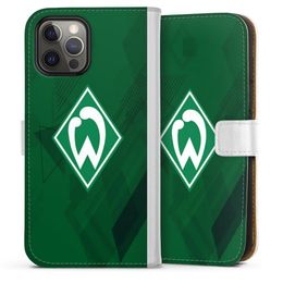 DeinDesign iPhone 12 Pro Max Handy Klapph&uuml;lle Handyh&uuml;lle aus Kunst Leder wei&szlig; Flip Case Sv Werder Bremen Coat Of Arms Official Licensed Product Sideflip mit 