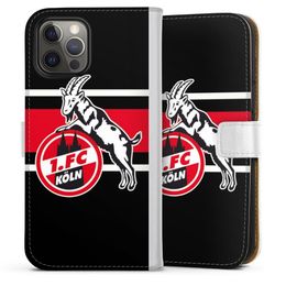 DeinDesign iPhone 12 Pro Max Handy Klapph&uuml;lle Handyh&uuml;lle aus Kunst Leder wei&szlig; Flip Case Official Licensed Product 1. Fc K&ouml;ln Logo Sideflip mit Lasche