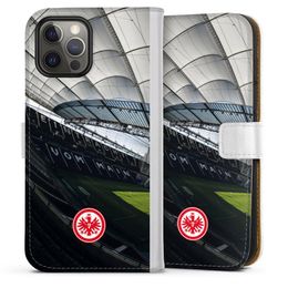 DeinDesign iPhone 12 Pro Max Handy Klapph&uuml;lle Handyh&uuml;lle aus Kunst Leder wei&szlig; Flip Case Eintracht Frankfurt Stadium Official Licensed Product Sideflip mit Lasche