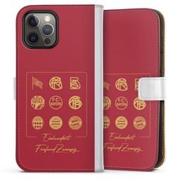 DeinDesign iPhone 12 Pro Max Handy Klapph&uuml;lle Handyh&uuml;lle aus Kunst Leder wei&szlig; Flip Case Fc Bayern M&uuml;nchen Merchandise Fcb 125 Jahre Sideflip mit Lasche