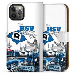 DeinDesign iPhone 12 Pro Max Handy Klapph&uuml;lle Handyh&uuml;lle aus Kunst Leder wei&szlig; Flip Case Ascent Hamburger Sv Official Licensed Product Sideflip mit Lasche