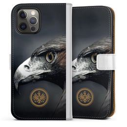 DeinDesign iPhone 12 Pro Max Handy Klapph&uuml;lle Handyh&uuml;lle aus Kunst Leder wei&szlig; Flip Case Eintracht Frankfurt Eagle Official Licensed Product Sideflip mit Lasche
