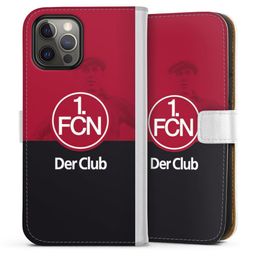 DeinDesign iPhone 12 Pro Max Handy Klapph&uuml;lle Handyh&uuml;lle aus Kunst Leder wei&szlig; Flip Case Official Licensed Product Der Club 1. Fc N&uuml;rnberg Sideflip mit Lasche