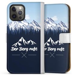 DeinDesign iPhone 12 Pro Max Handy Klapph&uuml;lle Handyh&uuml;lle aus Kunst Leder wei&szlig; Flip Case Wanderlust Sky Mountain Sideflip mit Lasche