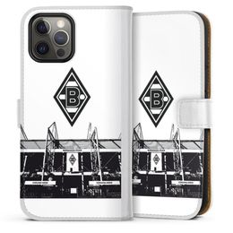 DeinDesign iPhone 12 Pro Max Handy Klapph&uuml;lle Handyh&uuml;lle aus Kunst Leder wei&szlig; Flip Case Stadium Die Fohlen Borussia M&ouml;nchengladbach Sideflip mit Lasche