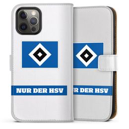 DeinDesign iPhone 12 Pro Max Handy Klapph&uuml;lle Handyh&uuml;lle aus Kunst Leder wei&szlig; Flip Case Hamburger Sv Statement Hsv Sideflip mit Lasche