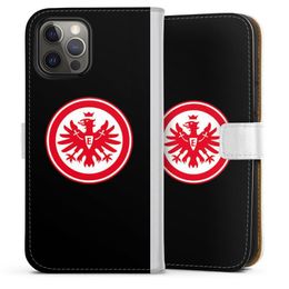 DeinDesign iPhone 12 Pro Max Handy Klapph&uuml;lle Handyh&uuml;lle aus Kunst Leder wei&szlig; Flip Case Sge Eintracht Frankfurt Eagle Sideflip mit Lasche