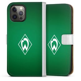 DeinDesign iPhone 12 Pro Max Handy Klapph&uuml;lle Handyh&uuml;lle aus Kunst Leder wei&szlig; Flip Case Logo Sv Werder Bremen Merchandise Sideflip mit Lasche