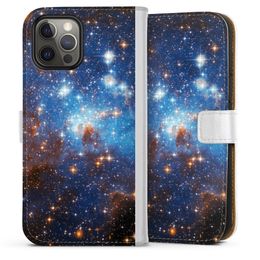 DeinDesign iPhone 12 Pro Max Handy Klapph&uuml;lle Handyh&uuml;lle aus Kunst Leder wei&szlig; Flip Case Weltall Star Galaxy Sideflip mit Lasche