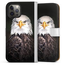 DeinDesign iPhone 12 Pro Max Handy Klapph&uuml;lle Handyh&uuml;lle aus Kunst Leder wei&szlig; Flip Case Animals Eagle Bird Sideflip mit Lasche