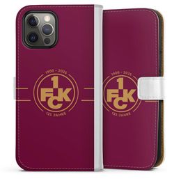 DeinDesign iPhone 12 Pro Max Handy Klapph&uuml;lle Handyh&uuml;lle aus Kunst Leder wei&szlig; Flip Case 1. Fc Kaiserslautern 125 Jahre Official Licensed Product Sideflip mit 