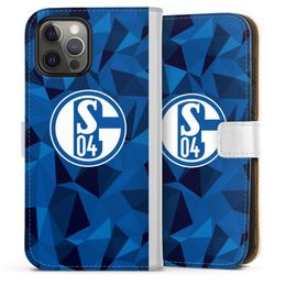 DeinDesign iPhone 12 Pro Max Handy Klapph&uuml;lle Handyh&uuml;lle aus Kunst Leder wei&szlig; Flip Case Camouflage Fc Schalke 04 Muster Sideflip mit Lasche
