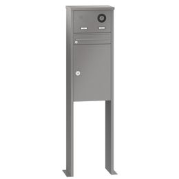 Renz Tetro freistehender Brief- & Paketkasten mit Sprech- & Kameravorbereitung mit Fu&Atilde;platten FERMAX Stanzung D40 mit Adapter 125x67