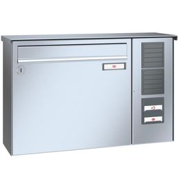 Renz Basic B Briefkastenanlage Aufputz in V4A Edelstahl mit Sprechsieb rechts