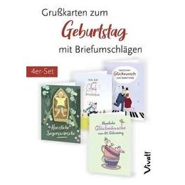 4er-Set Gru&szlig;karten &raquo;Herzliche Segensw&uuml;nsche zum Geburtstag&laquo;