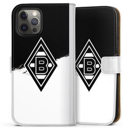 DeinDesign iPhone 12 Pro Max Handy Klapph&uuml;lle Handyh&uuml;lle aus Kunst Leder wei&szlig; Flip Case Bmg Borussia M&ouml;nchengladbach Gladbach Sideflip mit Lasche