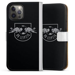 DeinDesign iPhone 12 Pro Max Handy Klapph&uuml;lle Handyh&uuml;lle aus Kunst Leder wei&szlig; Flip Case Official Licensed Product Logo Rb Leipzig Sideflip mit Lasche