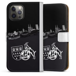 DeinDesign iPhone 12 Pro Max Handy Klapph&uuml;lle Handyh&uuml;lle aus Kunst Leder wei&szlig; Flip Case Skyline Official Licensed Product 1. Fc K&ouml;ln Sideflip mit Lasche