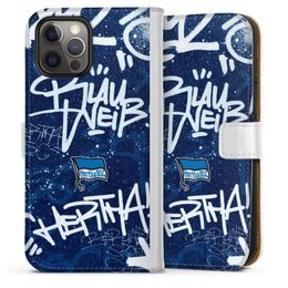 DeinDesign iPhone 12 Pro Max Handy Klapph&uuml;lle Handyh&uuml;lle aus Kunst Leder wei&szlig; Flip Case Official Licensed Product Hertha Bsc Graffiti Sideflip mit Lasche