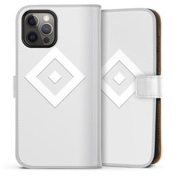 DeinDesign iPhone 12 Pro Max Handy Klapph&uuml;lle Handyh&uuml;lle aus Kunst Leder wei&szlig; Flip Case Hsv Hamburger Sv Coat Of Arms Sideflip mit Lasche