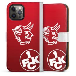 DeinDesign iPhone 12 Pro Max Handy Klapph&uuml;lle Handyh&uuml;lle aus Kunst Leder wei&szlig; Flip Case 1. Fc Kaiserslautern Official Licensed Product Devil Sideflip mit Lasche