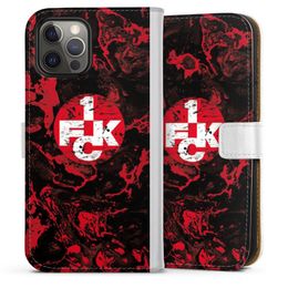 DeinDesign iPhone 12 Pro Max Handy Klapph&uuml;lle Handyh&uuml;lle aus Kunst Leder wei&szlig; Flip Case 1. Fc Kaiserslautern 1. Fck Logo Sideflip mit Lasche