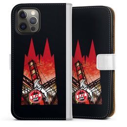 DeinDesign iPhone 12 Pro Max Handy Klapph&uuml;lle Handyh&uuml;lle aus Kunst Leder wei&szlig; Flip Case 1. Fc K&ouml;ln Cologne Cathedral Official Licensed Product Sideflip mit 