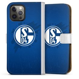 DeinDesign iPhone 12 Pro Max Handy Klapph&uuml;lle Handyh&uuml;lle aus Kunst Leder wei&szlig; Flip Case Official Licensed Product Fc Schalke 04 Schalke 04 Sideflip mit Lasche