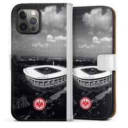 DeinDesign iPhone 12 Pro Max Handy Klapph&uuml;lle Handyh&uuml;lle aus Kunst Leder wei&szlig; Flip Case Eintracht Frankfurt Sge Stadium Sideflip mit Lasche