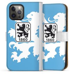 DeinDesign iPhone 12 Pro Max Handy Klapph&uuml;lle Handyh&uuml;lle aus Kunst Leder wei&szlig; Flip Case Coat Of Arms Tsv 1860 M&uuml;nchen Official Licensed Product Sideflip mit 