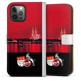 DeinDesign iPhone 12 Pro Max Handy Klapph&uuml;lle Handyh&uuml;lle aus Kunst Leder wei&szlig; Flip Case 1. Fc K&ouml;ln Skyline Official Licensed Product Sideflip mit Lasche