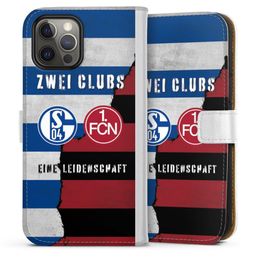 DeinDesign iPhone 12 Pro Max Handy Klapph&uuml;lle Handyh&uuml;lle aus Kunst Leder wei&szlig; Flip Case Friendship 1. Fc N&uuml;rnberg Fc Schalke 04 Sideflip mit Lasche