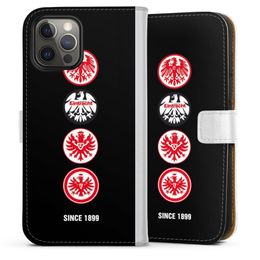 DeinDesign iPhone 12 Pro Max Handy Klapph&uuml;lle Handyh&uuml;lle aus Kunst Leder wei&szlig; Flip Case Eintracht Frankfurt Soccer Sge Sideflip mit Lasche