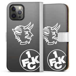 DeinDesign iPhone 12 Pro Max Handy Klapph&uuml;lle Handyh&uuml;lle aus Kunst Leder wei&szlig; Flip Case Logo 1. Fck 1. Fc Kaiserslautern Sideflip mit Lasche